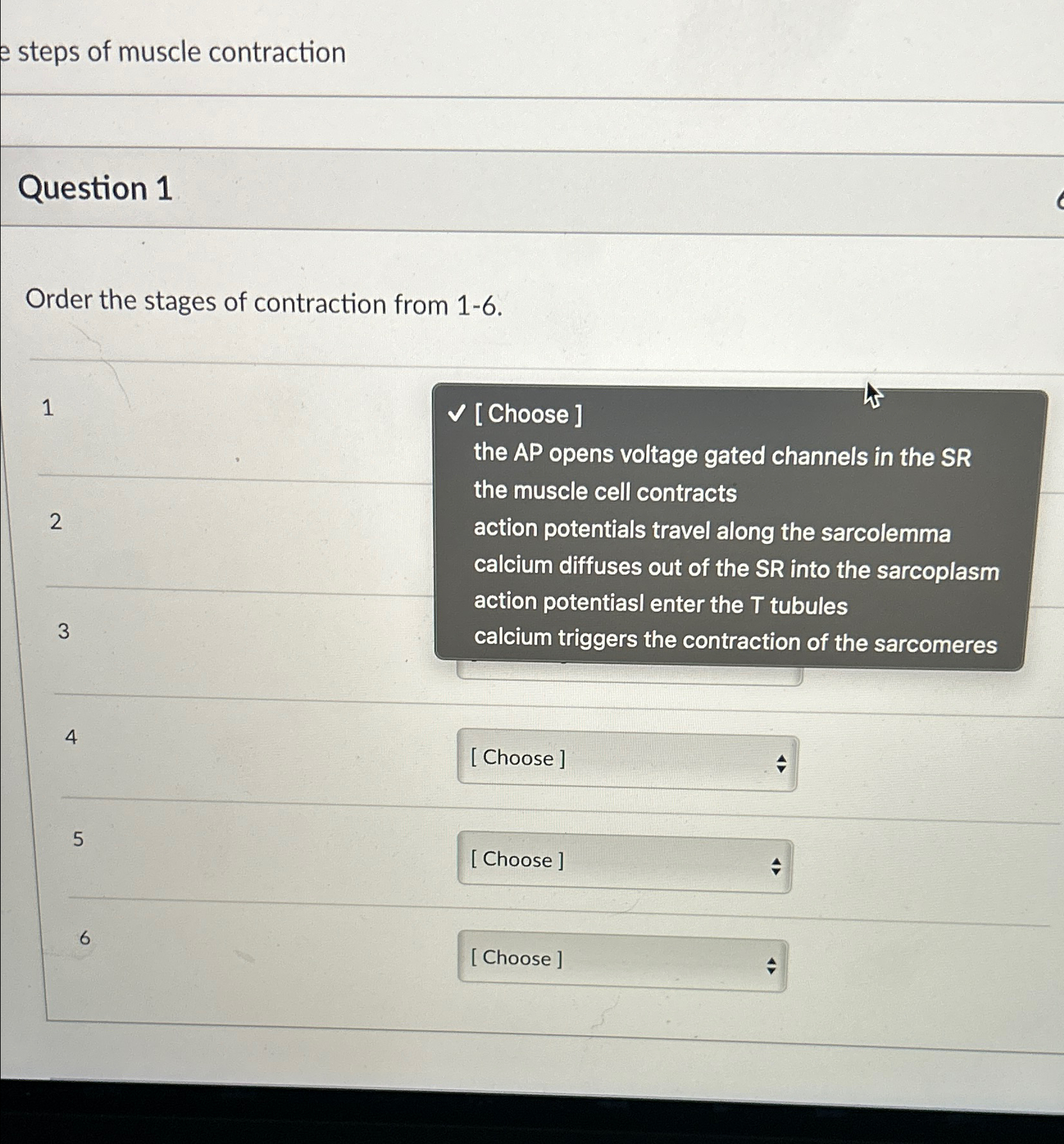 Solved e steps of muscle contractionQuestion 1Order the | Chegg.com