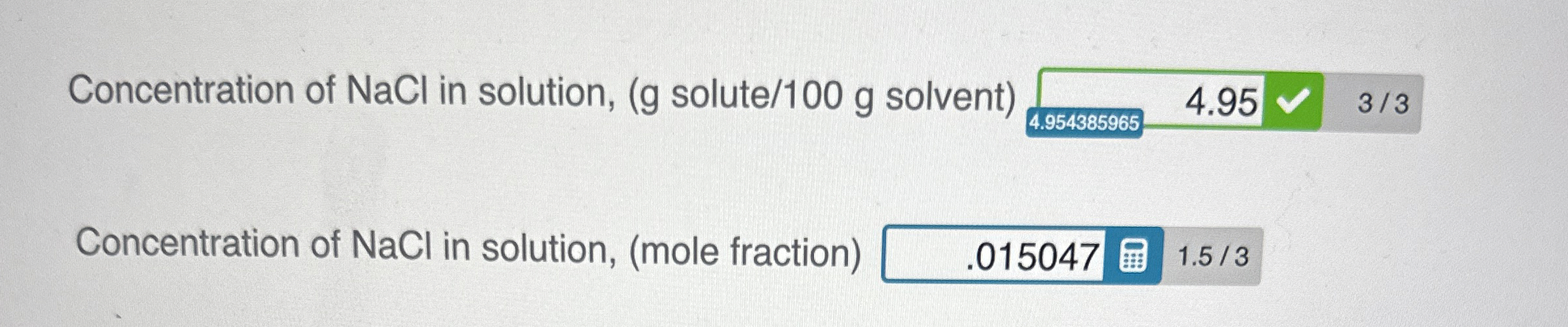 Solved Concentration of NaCl in solution, ( ﻿g solute/100 ﻿g | Chegg.com