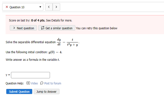 Solved Solve the separable differential equation | Chegg.com