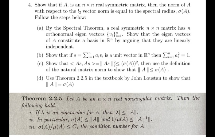 Solved 4. Show that if A, is an n x n real symmetric matrix, | Chegg.com