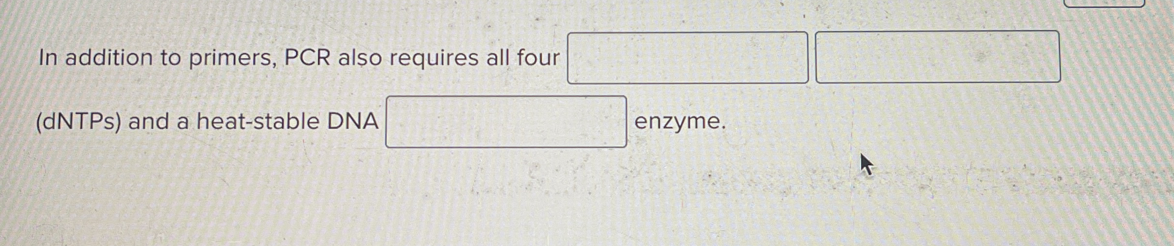 Solved In addition to primers, PCR also requires all | Chegg.com