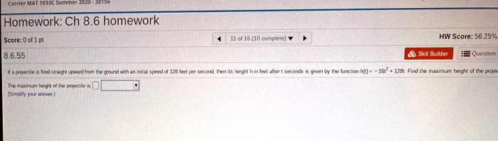 Solved Carrier MAT 1033C Summer 2020 - 30156 Homework: Ch | Chegg.com