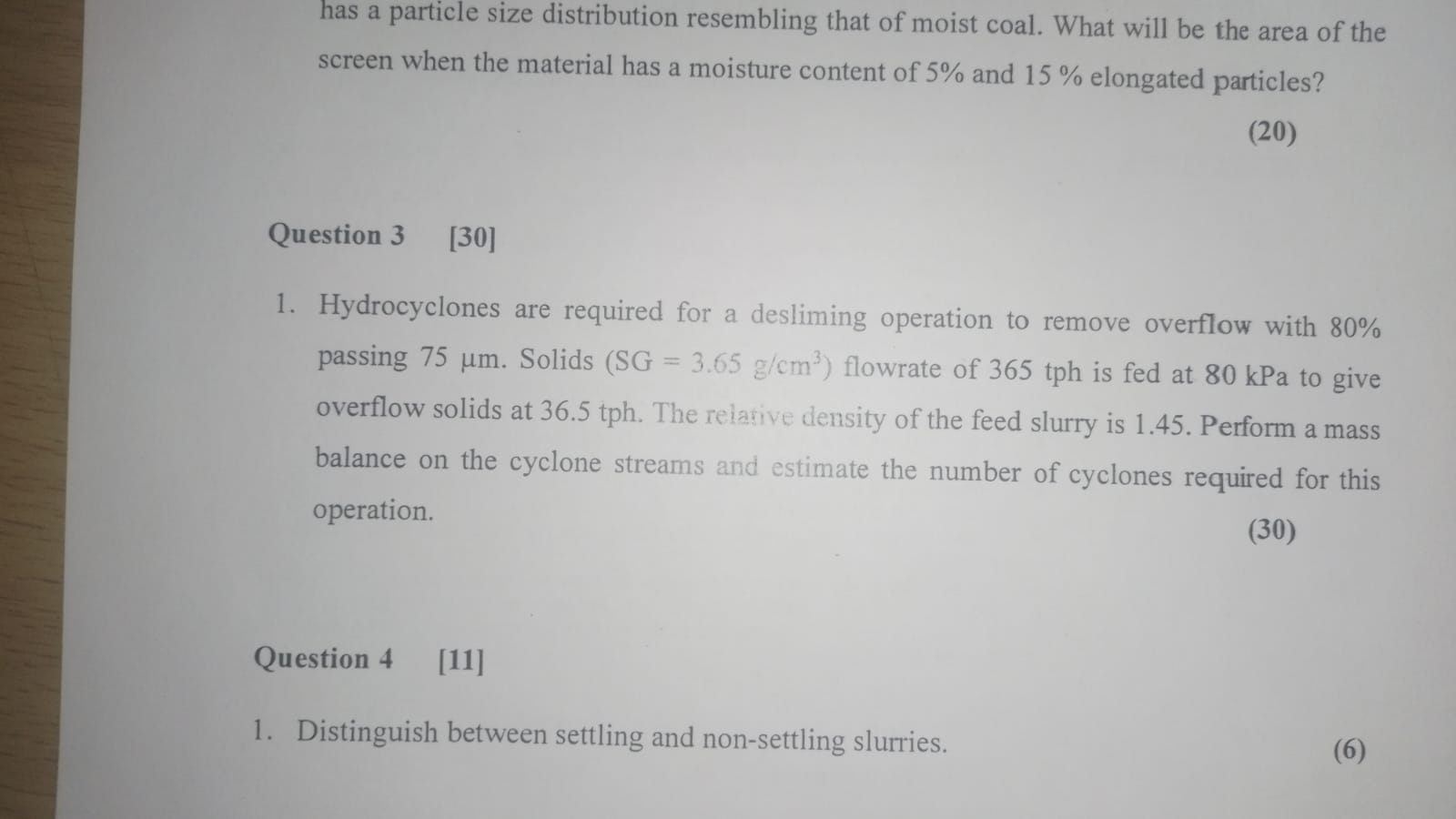 Solved Question 3 [30]Hydrocyclones are required for a | Chegg.com