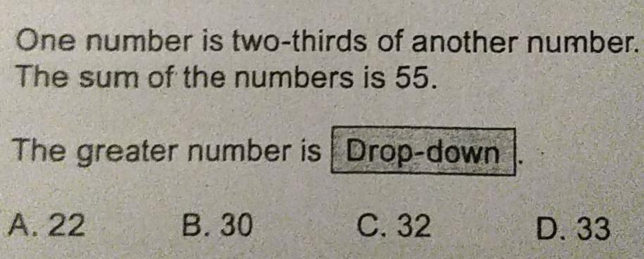 Solved One number is two-thirds of another number. The sum | Chegg.com