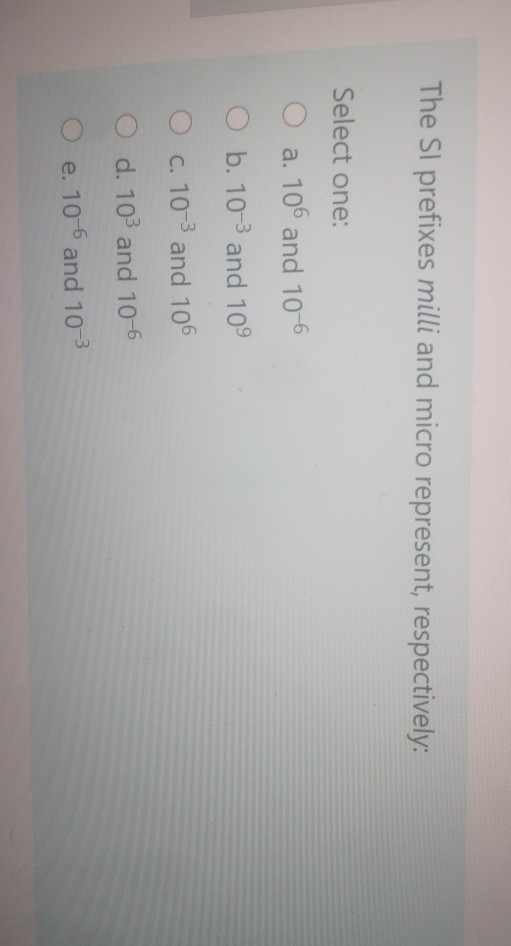 Solved The Si prefixes milli and micro represent, | Chegg.com