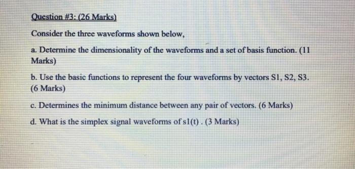 Solved Question #3: (26 Marks) Consider the three waveforms | Chegg.com