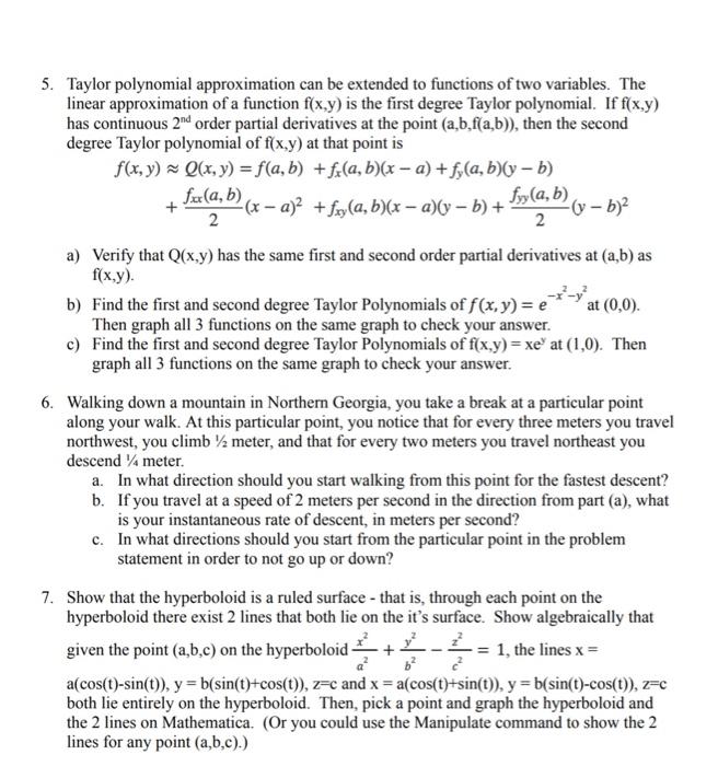 Solved Multivariable Calculus Problems 5 And 7 Please With