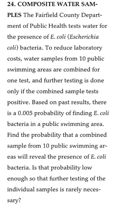 Solved 24. COMPOSITE WATER SAM- PLES The Fairfield County | Chegg.com