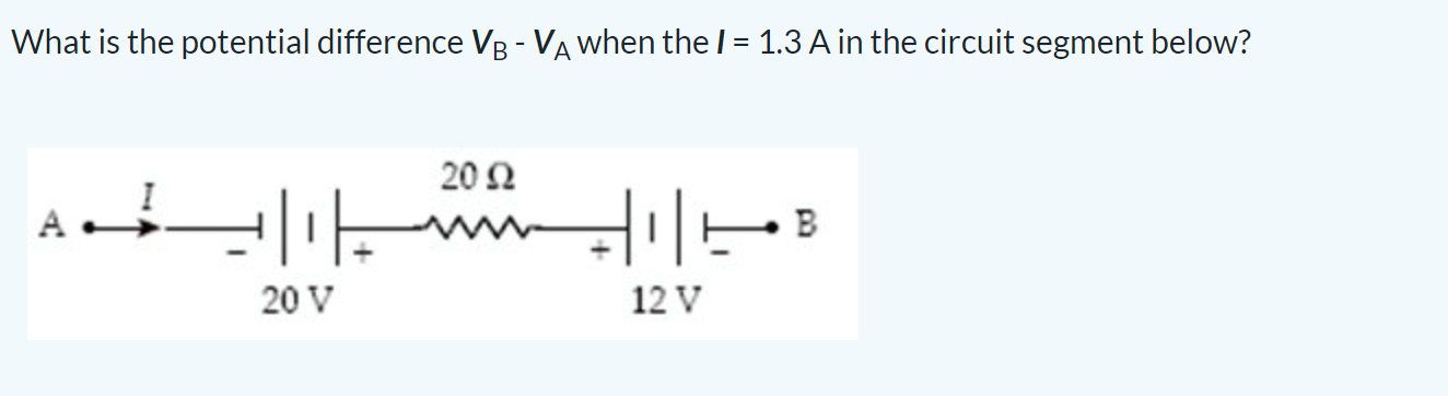 Solved What is the potential difference VB-VA ﻿when the | Chegg.com