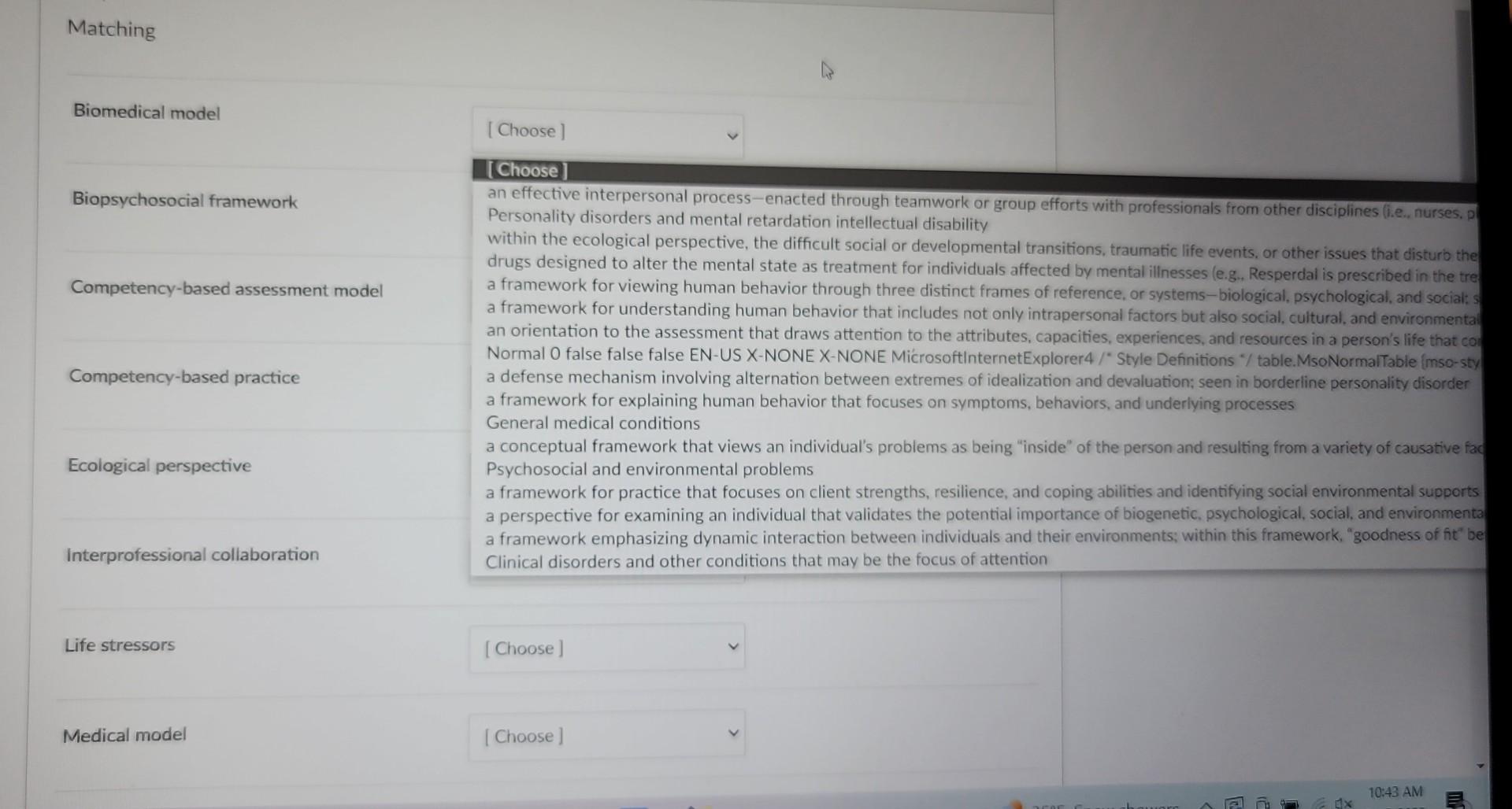 Solved Biomedical model Biopsychosocial framework an | Chegg.com