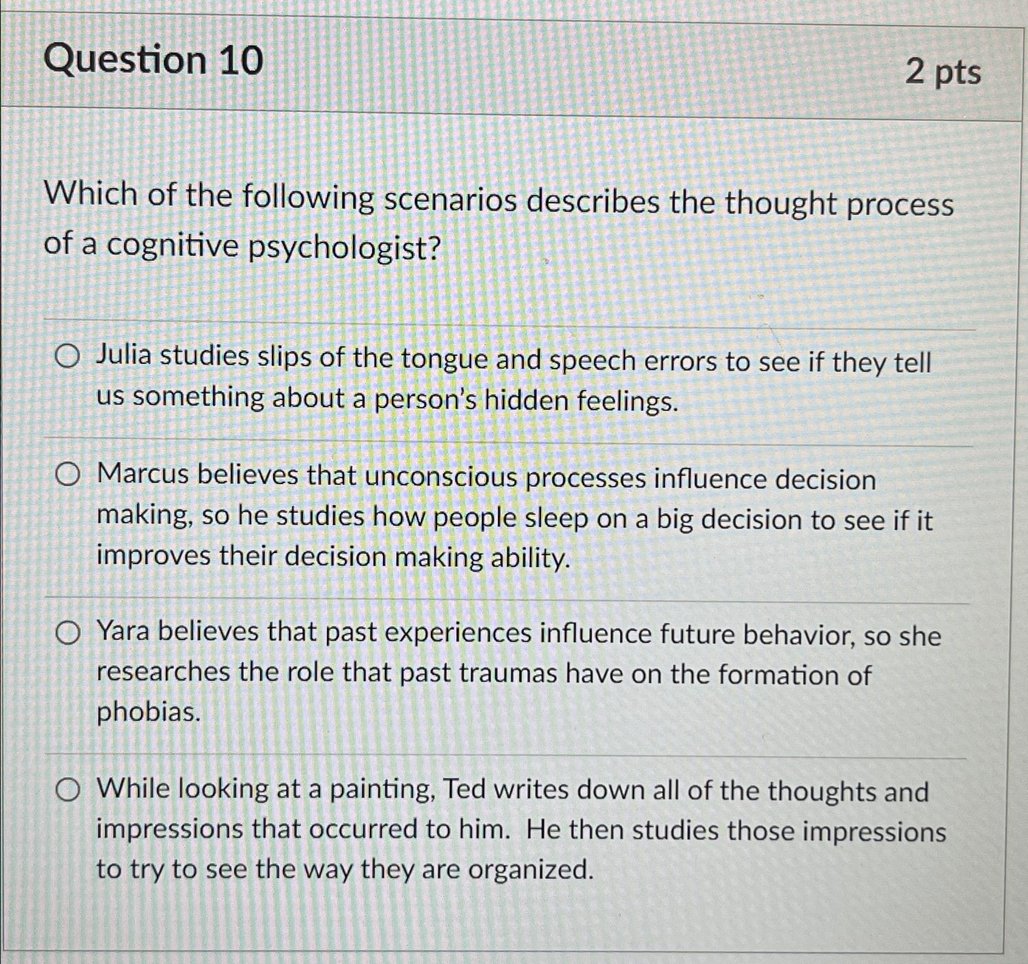 Solved Question 102 ﻿ptsWhich of the following scenarios | Chegg.com