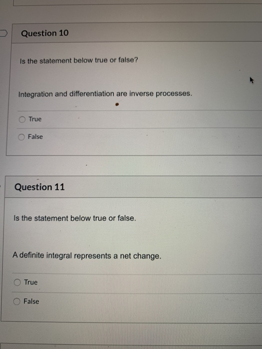 Solved Question 10 Is the statement below true or false? | Chegg.com