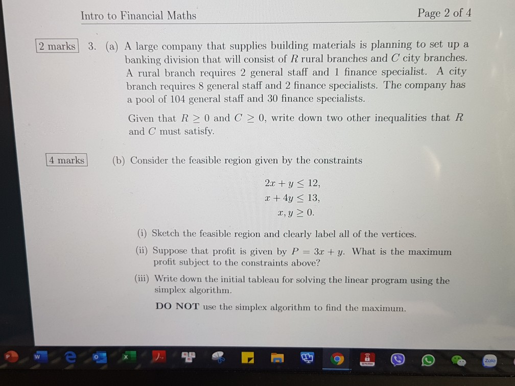 Solved Intro to Financial Maths Page 2 of 4 2 marks 3. (a) A | Chegg.com