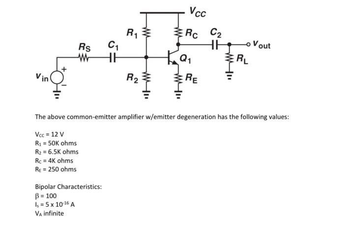 Solved The above common-emitter amplifier w/emitter | Chegg.com