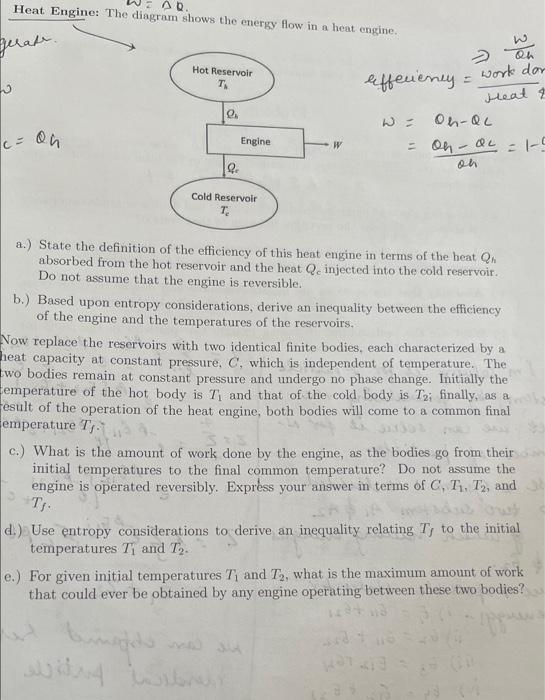 Solved AB Heat Engine: The diagram shows the energy flow in | Chegg.com