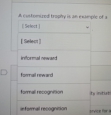 Solved A customized trophy is an example of | Chegg.com