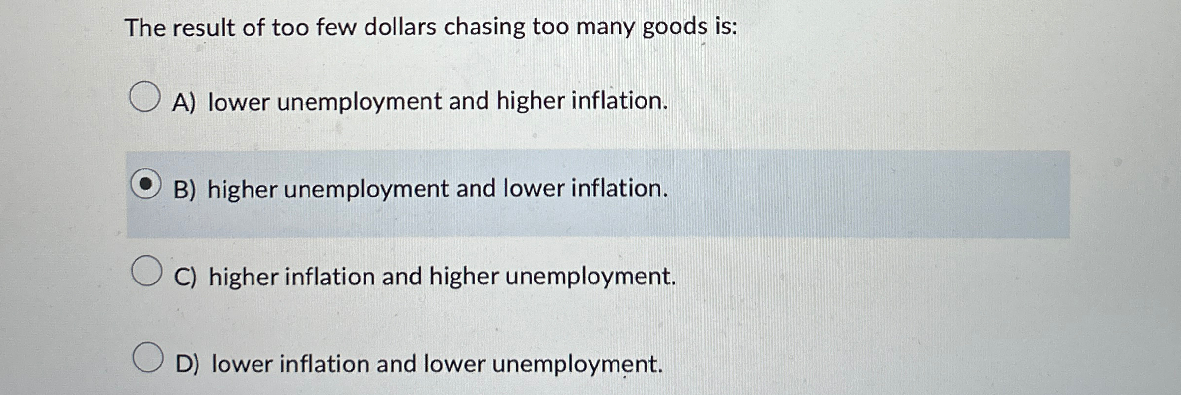 Solved The result of too few dollars chasing too many goods | Chegg.com