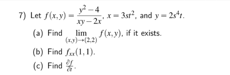 Solved Let f(x,y)=y2-4xy-2x,x=3st2, ﻿and y=2s4t.(a) ﻿Find | Chegg.com