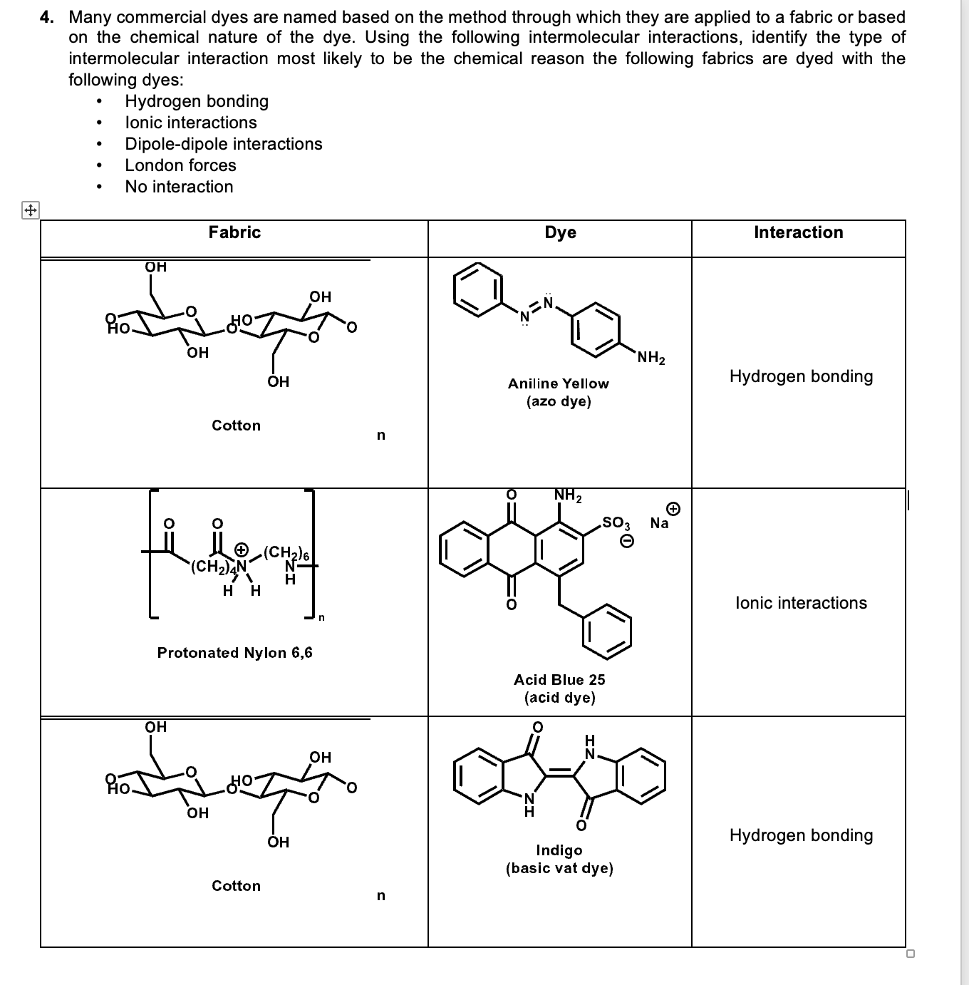 Solved 4. ﻿Many commercial dyes are named based on the | Chegg.com