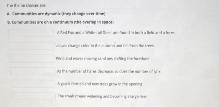 Solved Using LETTERS, choose the habitat that is best | Chegg.com