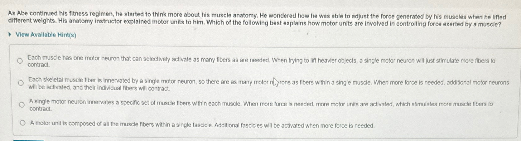 Solved As Abe continued his fitness regimen, he started to | Chegg.com
