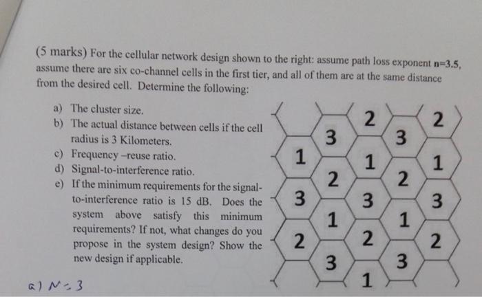 Solved (5 marks) For the cellular network design shown to | Chegg.com
