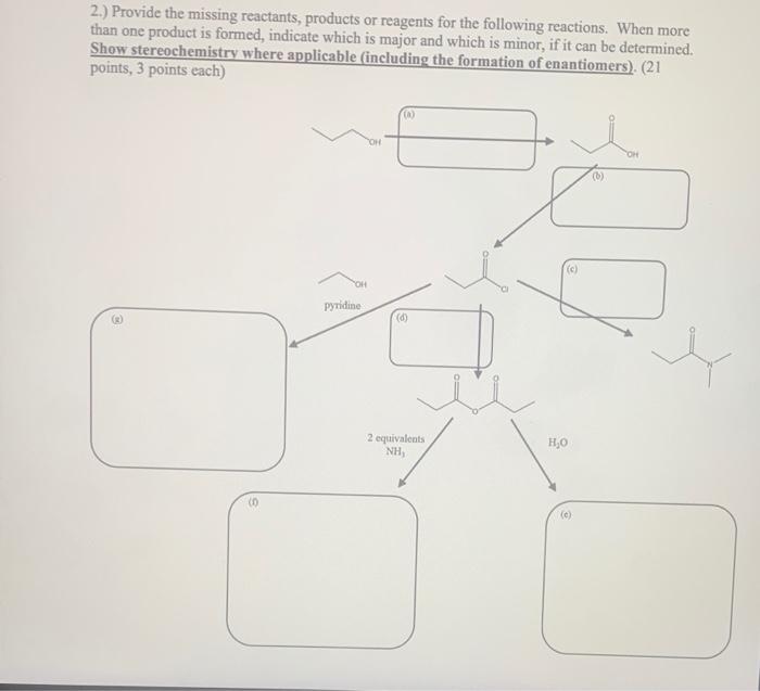Solved 2.) Provide the missing reactants, products or | Chegg.com