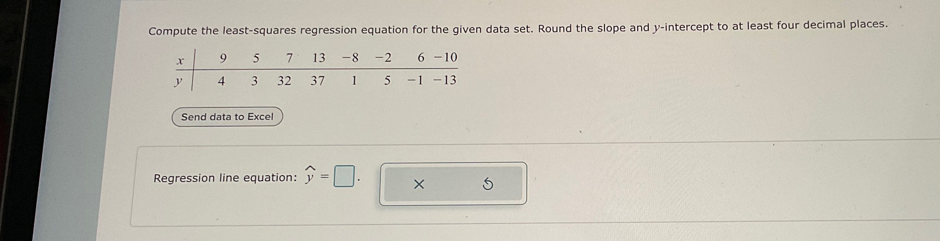 Compute the least-squares regression equation for the | Chegg.com