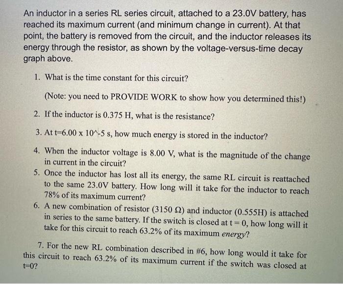 Solved Rl Circuit With De Energizing Inductoran Inductor In