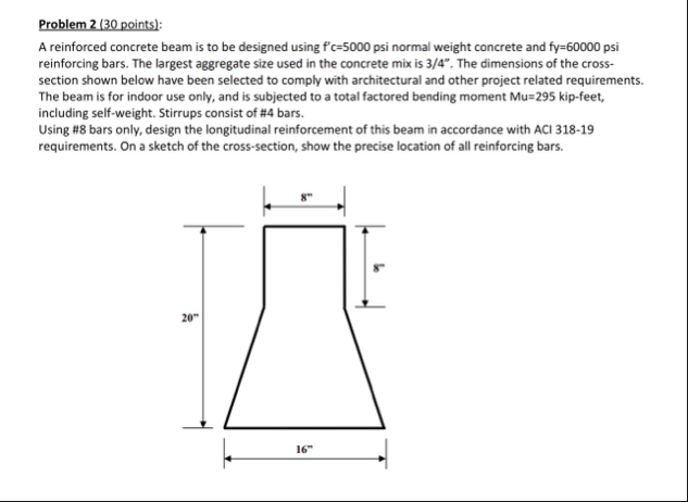 Solved Problem 2 (30 ﻿points):A reinforced concrete beam is | Chegg.com
