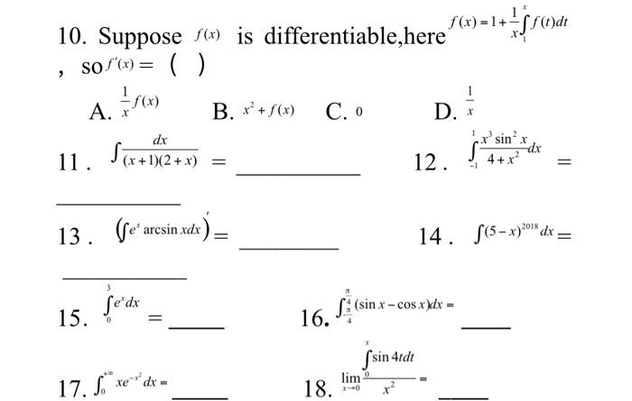 Solved 10. Suppose f(x) is differentiable,here | Chegg.com