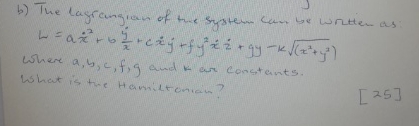 Solved b) ﻿The lagrangian of thie system can be written | Chegg.com