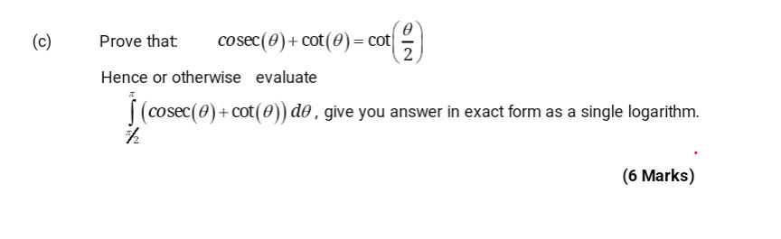 Solved Prove that: cosec(θ)+cot(θ)=cot(2θ) Hence or | Chegg.com