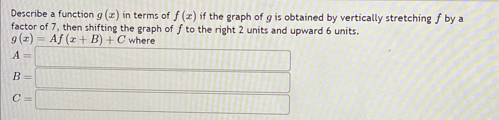 Solved Describe a function g(x) ﻿in terms of f(x) ﻿if the | Chegg.com