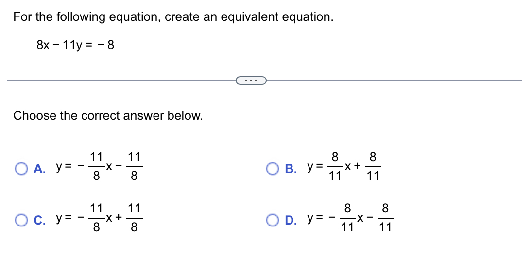 Solved For the following equation, create an equivalent | Chegg.com
