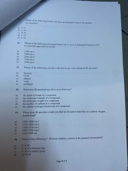 Solved ent Name ID: 1. a) b) c) d) In what region of an IR | Chegg.com