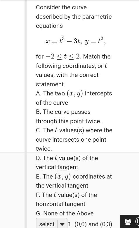 Solved Consider the curve described by the parametric | Chegg.com