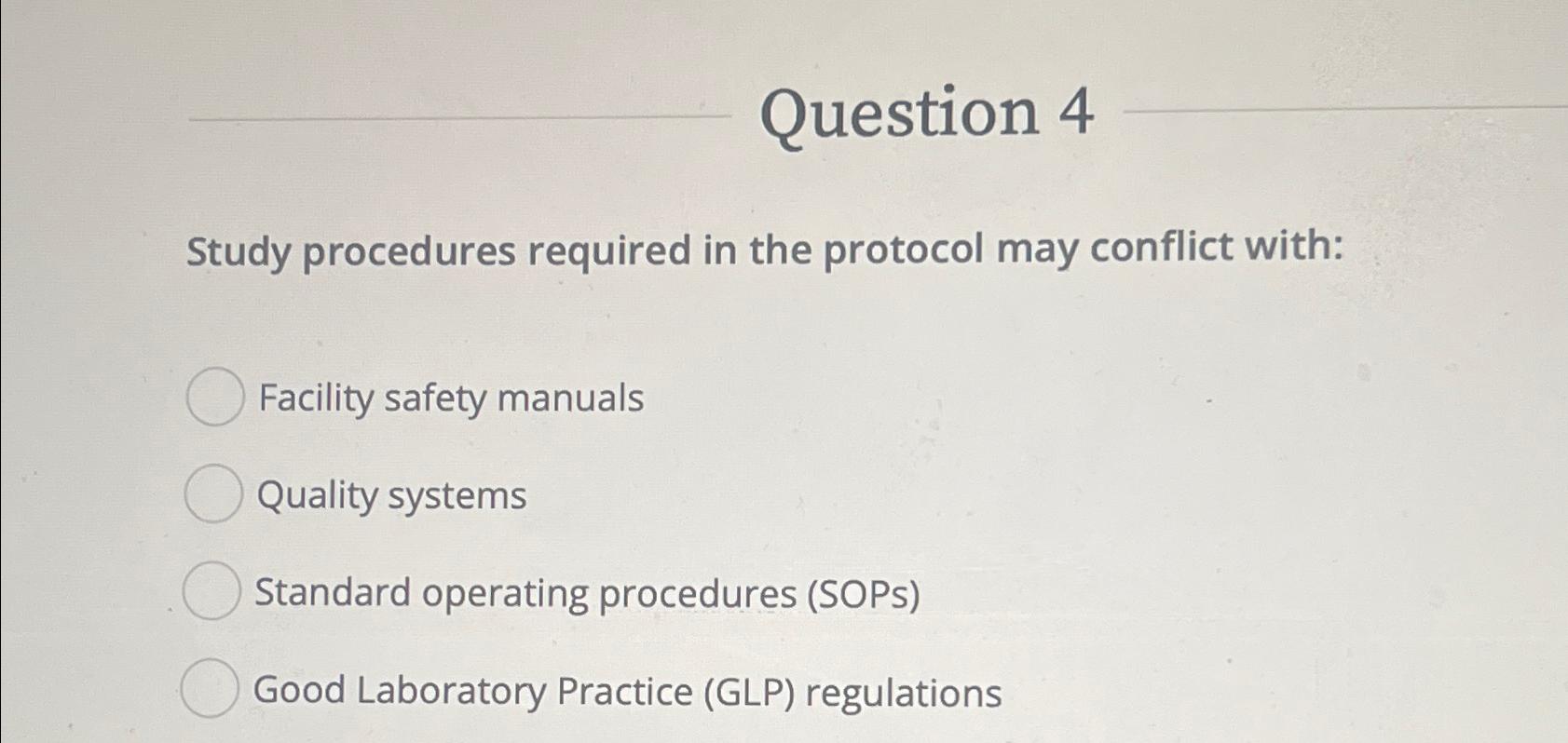 Solved Question 4Study procedures required in the protocol | Chegg.com