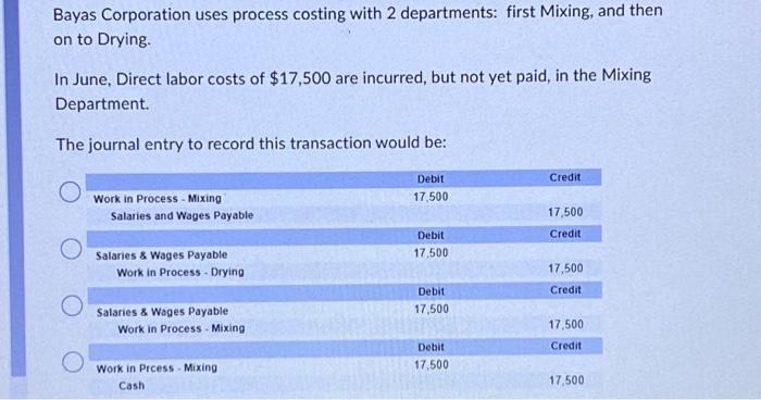 Solved Bayas Corporation uses process costing with 2 | Chegg.com