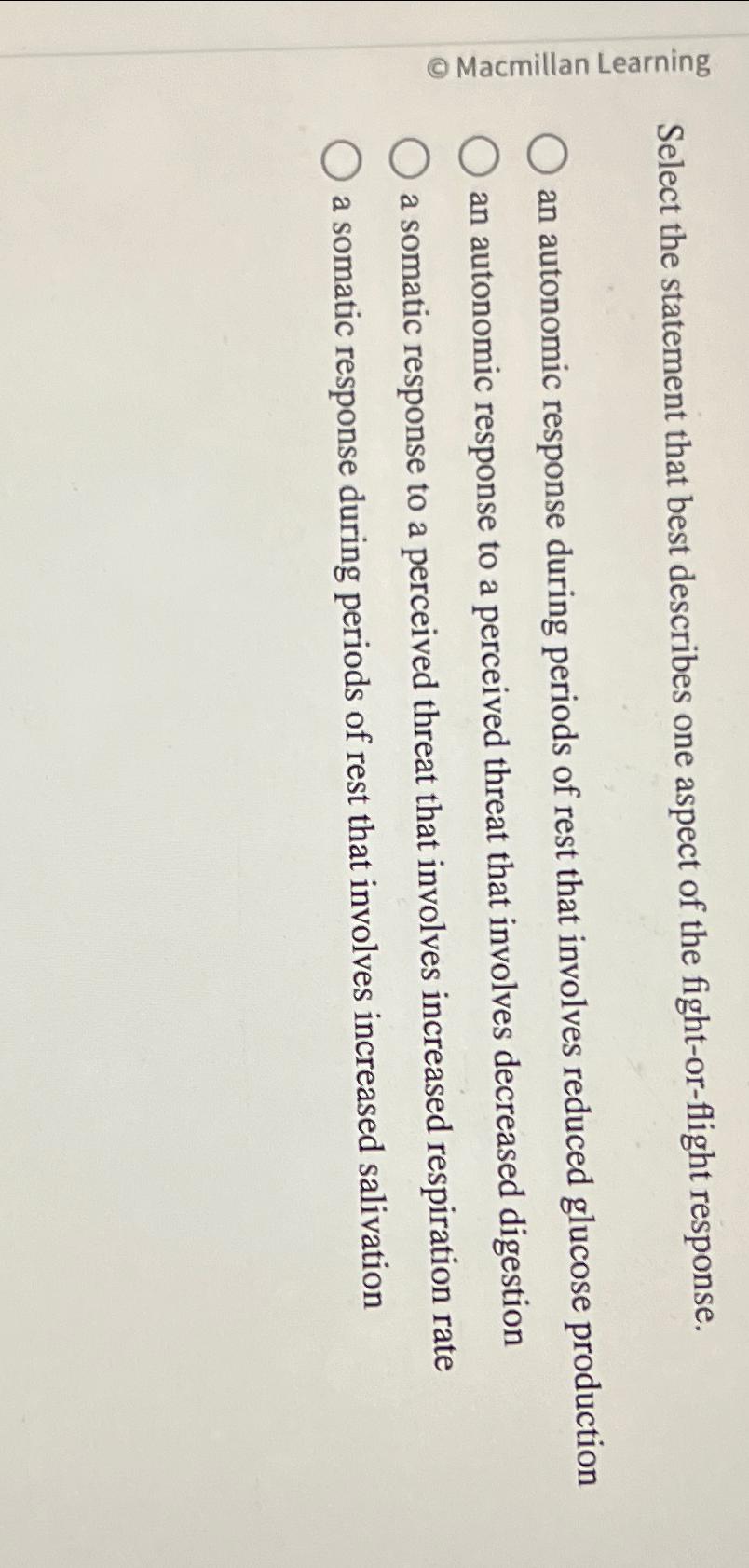 Solved Select the statement that best describes one aspect | Chegg.com