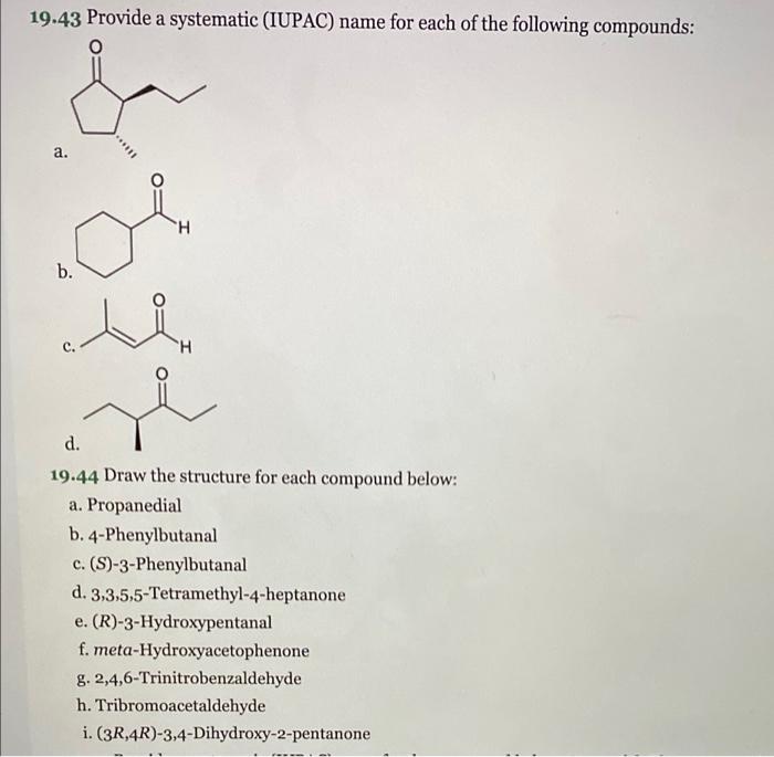 Solved 19.43 Provide a systematic (IUPAC) name for each of | Chegg.com