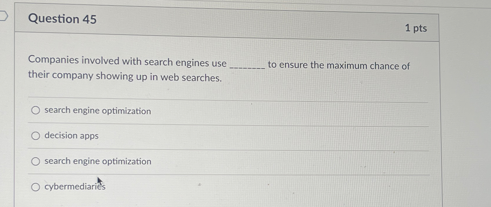 Solved Question 451ptsCompanies involved with search engines | Chegg.com
