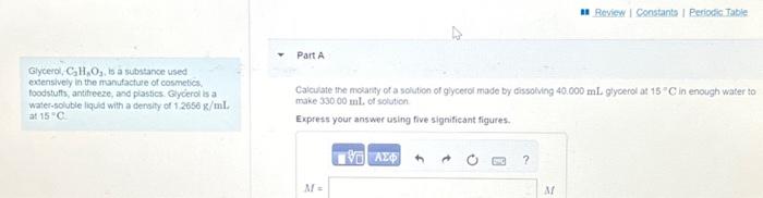 Solved Glycerol, C2H2O3, is a substance used exensively in | Chegg.com