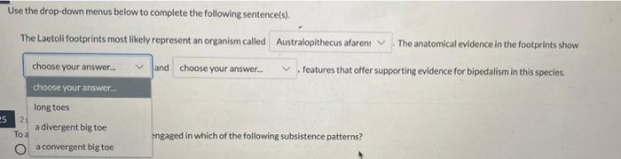 Solved Use the drop-down menus below to complete the | Chegg.com