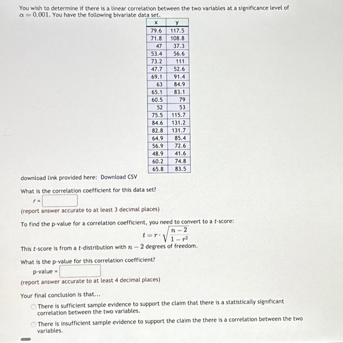 Solved Here Is A Bivariate Data Set This Data Can Be 2524
