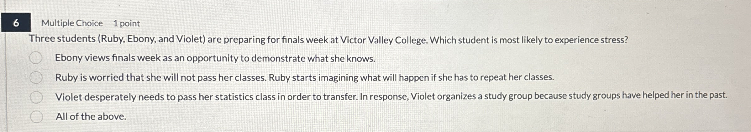 Solved 6Multiple Choice 1 ﻿pointThree students (Ruby, | Chegg.com