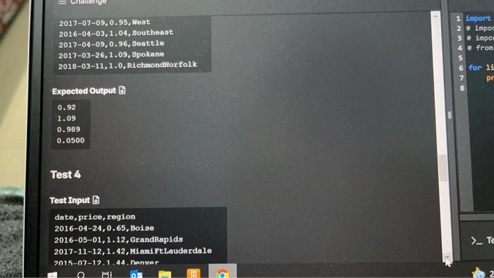 Solved Please solve in Python 3 Challenge Avocado Prices | Chegg.com