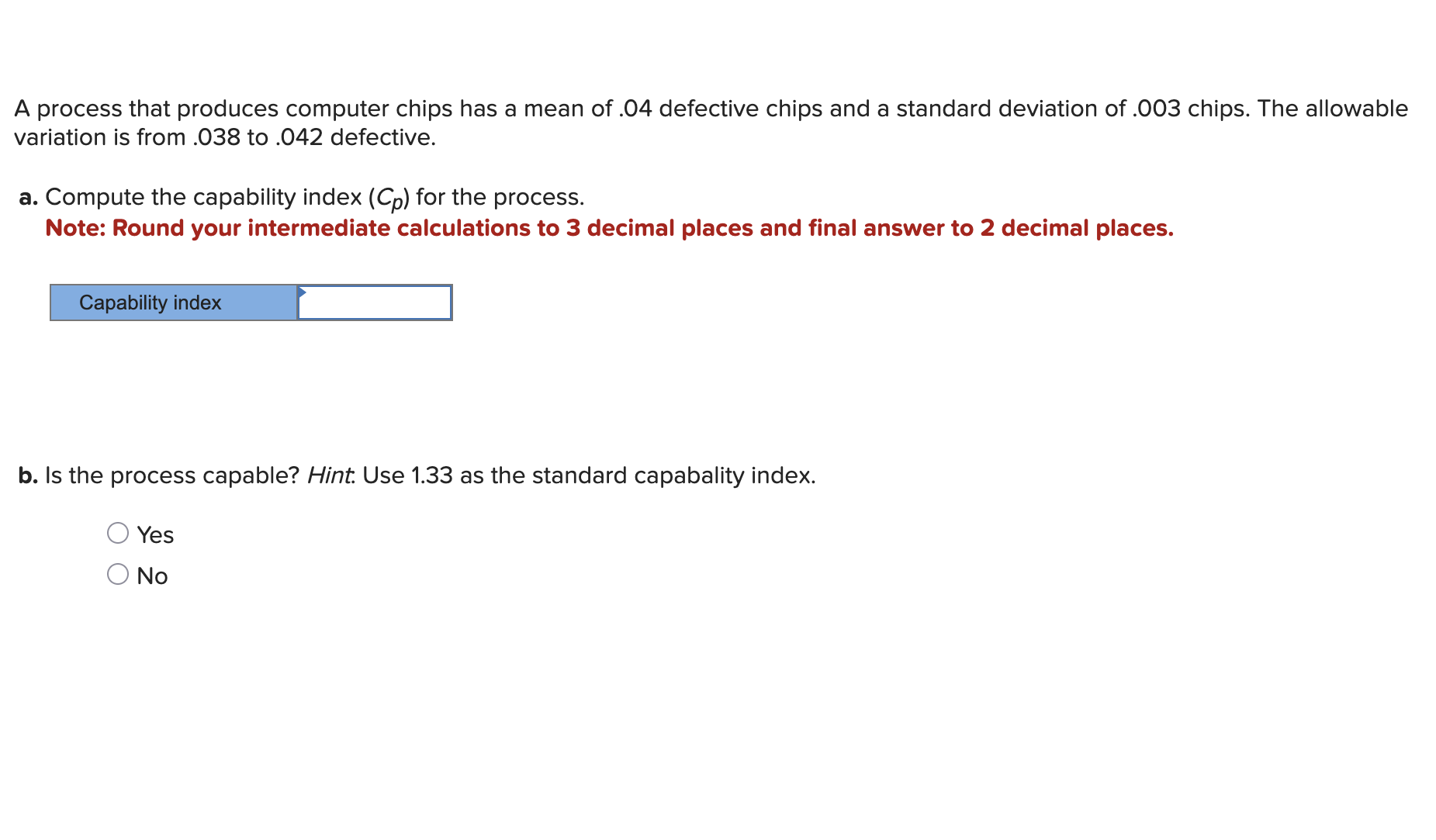 Solved A process that produces computer chips has a mean of | Chegg.com