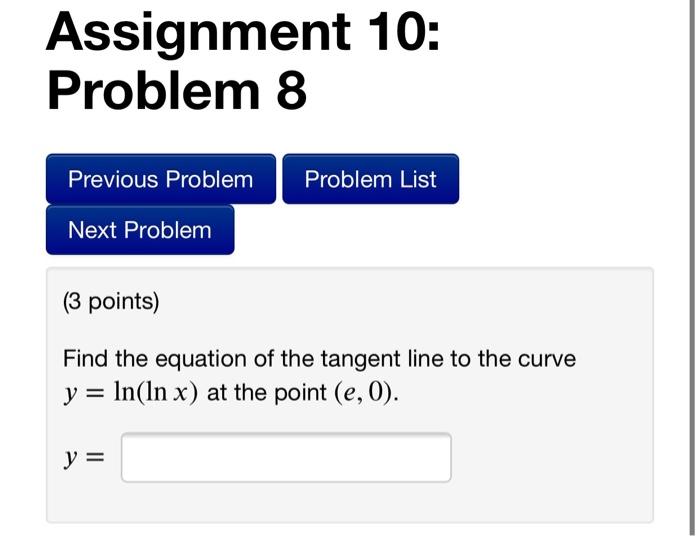 Solved Assignment 10 Problem 7 Problem List Previous 1265