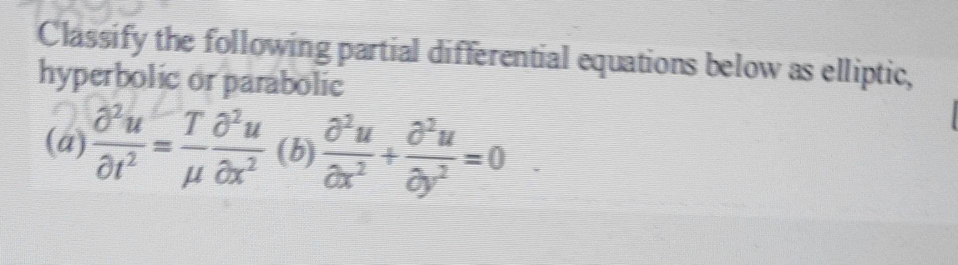 Solved Classify the following partial differential equations | Chegg.com